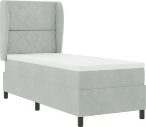 Postel s boxspringem s čelo Světle šedá 200 x 80 cm samet 3340952