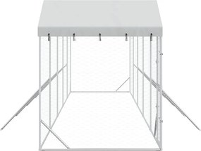 Venkovní psí kotec se střechou stříbrný 10 x 2 x 2,5 m ocel 3190468