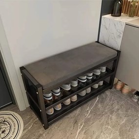 Botník, lavice na boty, kov, látka, šedá, NoBi MERGA 2