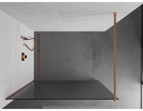 Mexen Kioto, sprchová zástěna Walk-In 100 x 200 cm, 8mm sklo s žebrovým vzorem, měděný matný profil, 800-100-101-65-09