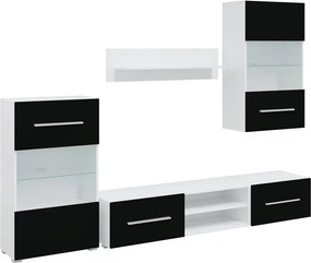 5dílná TV stolky s LED osvětlením matné černé kompozitní dřevo 3324230