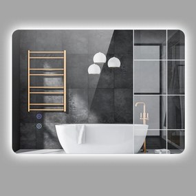 Costway Obdélníkové zrcadlo s LED osvětlením, nástěnné zrcadlo do – 70 × 50 cm