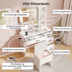 Costway Toaletní stolek se zrcadlem a osvětlením set make-up s objímkami