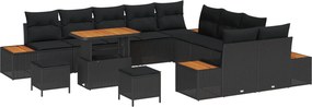 Sada zahradních pohovek 13 ks 12-Počet míst Černá 3363364