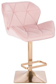 LuxuryForm Barová židle MILANO VELUR na zlaté hranaté podstavě - světle růžová