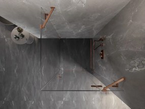Mexen Lunar, výklopný sprchový kout pravý 100 x 100 cm, 8mm čiré sklo, profil měděná matná, 834-100-100-65-00-P