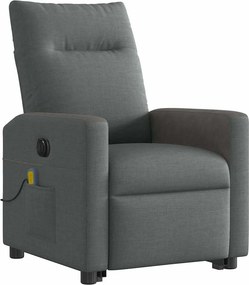 Elektrické zvedací masážní polohovací křeslo tmavě šedé textil 3324074