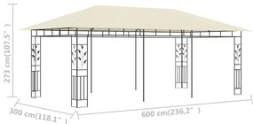 vidaXL Marketos Altán s moskytiérou 6 x 3 x 2,73 m krémový