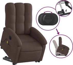 Elektrické zvedací masážní polohovací křeslo tmavě hnědé textil 3204133