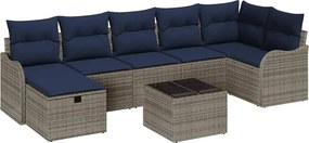 Set pohovek s polštářem s úložištěm Šedá a námořnická polyratan 3359014