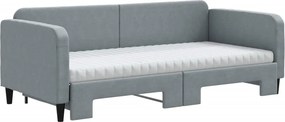 Válenda s přistýlkou a matracemi světle šedá 90 x 200 cm textil 3196834