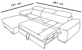 Sedací souprava COOL | 191x281 cm | rozkládací + úložný prostor | LEVÁ | oranžová 08/22