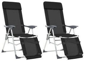 Skládací kempingové židle s podnožkami 2 ks černé textilen,  360146 HangarStore.cz