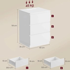 Noční stolek ANT-E1161 WT, mdf, bílá (40 x 35) cm