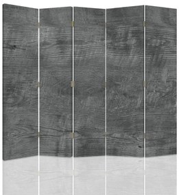 Ozdobný paraván, Šedé dřevo - 180x170 cm, pětidílný, obustranný paraván 360°
