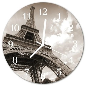 Nástenné skleněné hodiny Paříž fi 30 cm