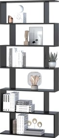HOMCOM Moderní Knihovna se 6 Policemi pro Jídelnu, Obývací Pokoj a Kancelář 80x23x192 cm Černá