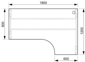 Kancelářský stůl Ergo levý Hobis UEA 180060L, deskaakát, bílá RAL 9016