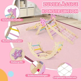 Costway Trojúhelníkový set 9-in-1 skládací lezecká hračka Montessori dřevěná