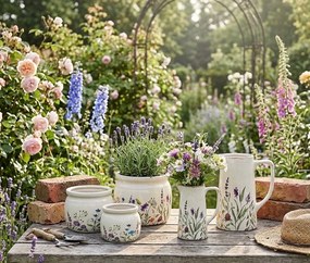 Keramický obal na květináč s lučními květy Rustic Flora S - Ø 12*10 cm