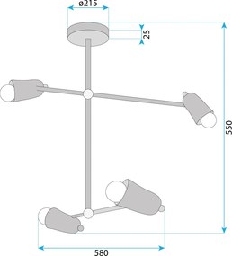 Toolight Toolight, 4-rammena stropní svítilna, 4xE14, APP1708-4CP, černá-zlatá, OSW-03628