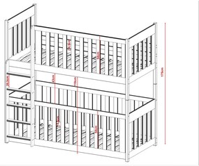 Legno Dětská patrová postel Karel šedá Rozměr (cm): 90x190