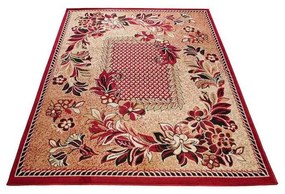 *Kusový koberec PP Květiny červený 150x300cm
