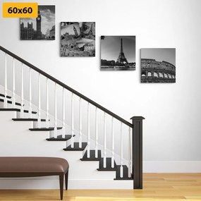Set obrazů historické bohatství v černobílém provedení - 4x 40x40 cm