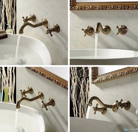 Nástěnná umyvadlová baterie EYN AQ0732 v provedení starožitná mosaz