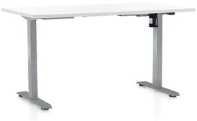 Výškově nastavitelný stůl OfficeTech A, 140 x 80 cm, šedá podnož, bílá