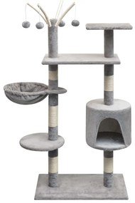 Škrabadlo pro kočky se sisalovými sloupky, 125 cm, šedá 170480