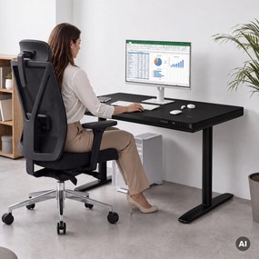 Elektrický psací stůl sit-stand se zásuvkou a bezdrátovou nabíječkou Qi černý, 1200 mm: ELLIS
