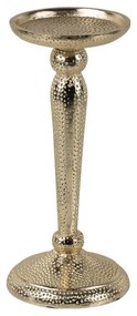 Champagne lesklý široký kovový svícen s vyrytými tečkami Hamme - Ø 10*22cm
