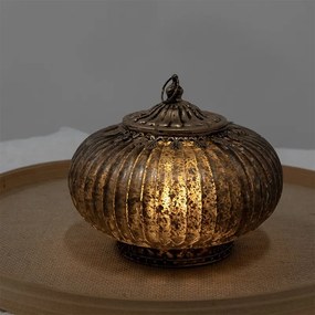 Hnědá skleněná svítící LED lucerna Balli - Ø 17*14 cm