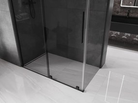 Mexen Velar, sprchový kout s posuvnými dveřmi 140 x 75 cm, 8mm šedé sklo, černá matná, 871-140-075-41-70