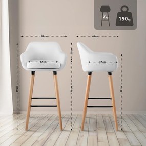 Sada 2 barových židlí Grant umělá kůže – bílá