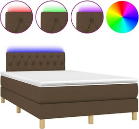 Box spring postel s matrací a LED tmavě hnědá 120x200 cm textil 3133944