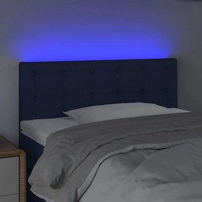 Čelo postele s LED modré 100x5x78/88 cm textil 3122042