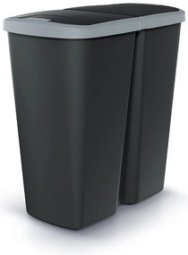 Odpadkový koš DUO černý, 45 l, šedá / černá