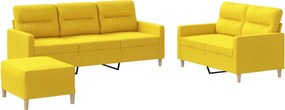 3dílná sedací souprava s poduškami světle žlutá textil 3201613