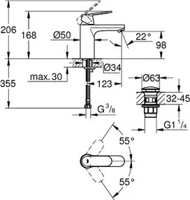 Grohe Eurosmart Cosmopolitan - Umyvadlová baterie s výpustí Push-Open