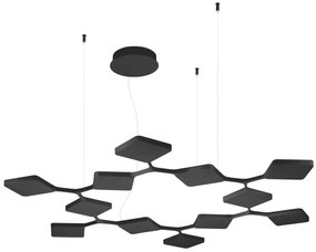 Stilnovo 8113 Quad_P12, černé závěsné svítidlo pro nepřímé osvětlení, 91W LED 3000K stmívatelné, 133x116cm