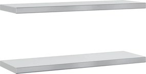 Nástěnné police 2 ks 75 x 23,5 cm stříbrné nerezová ocel 30283