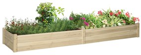 Dřevěný truhlík na květiny Outsunny se 2 plochami pro zeleninu a bylinky, přírodní, 244x61,5x27cm| Aosom