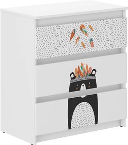 Wooden Toys Dětská komoda R-3 MEDVÍDEK ČERNOBÍLÝ