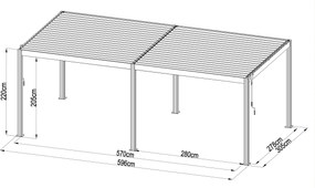 Bioklimatická pergola G21 Austin Premium 6x3 m, antracitová hliníková