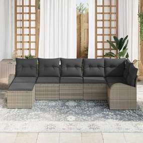 Set pohovek 7 ks Světle šedá polyratan 3354801