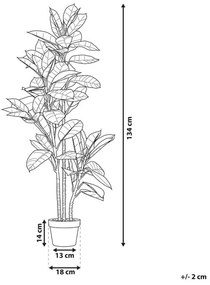 Umělá rostilina v květináči 134 cm FICUS ELASTICA Beliani