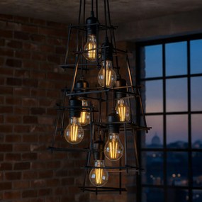 Toolight - Závěsné stropní svítidlo 7xE27 APP221-7CP, černá, OSW-00409