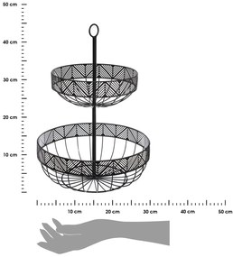 Kovový 2-patrový košík na ovoce Frieze, 30x42 cm